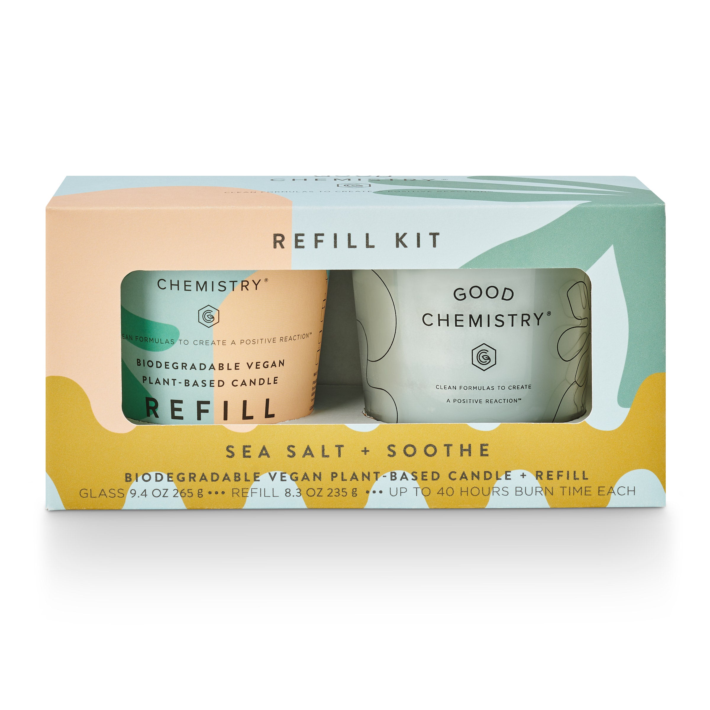 Good Chemistry Biodegradable Sea Salt + Soothe Candle Refill Kit