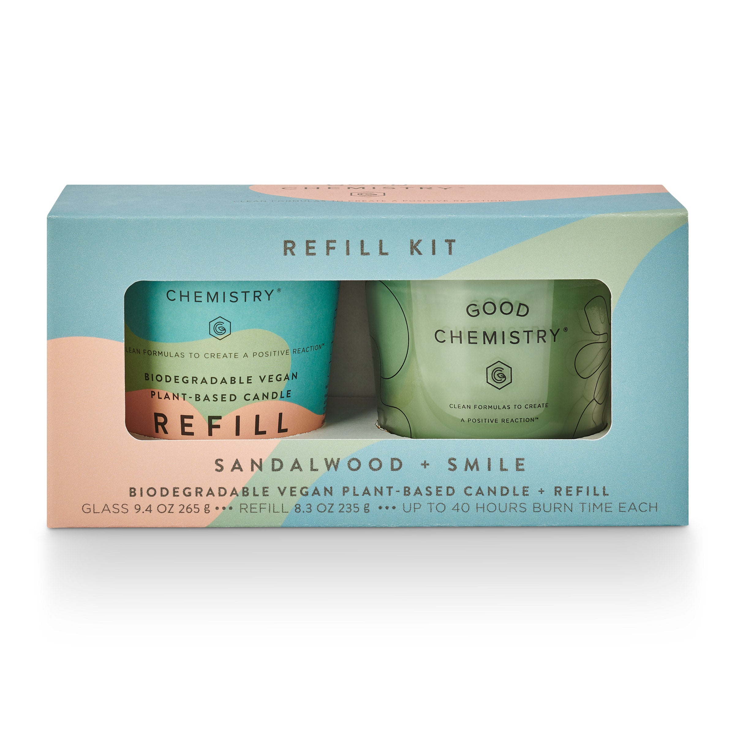 Good Chemistry Vegan Biodegradable Sandalwood Smile Candle Refill Kit